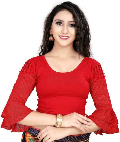 Buy Sanmati Creation Women Red Self Design Pure Cotton Single Blouse ...
