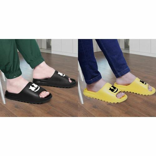 Buy Richale Combo Pack of 2 Black Yellow Slider For Men Online at Best ...