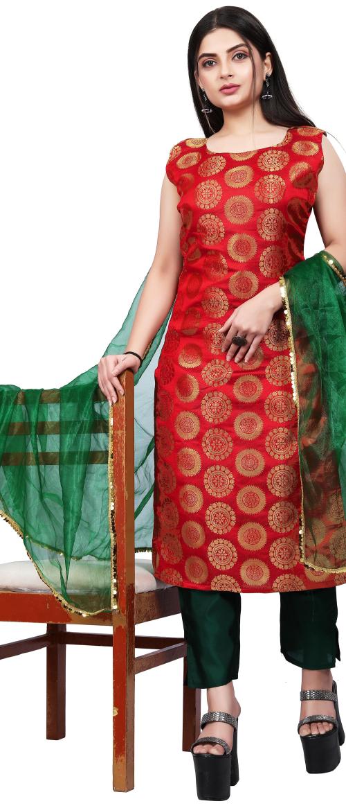 Buy sukhnath creation Women's Silk Blend Red Straight Kutra, Pant with ...