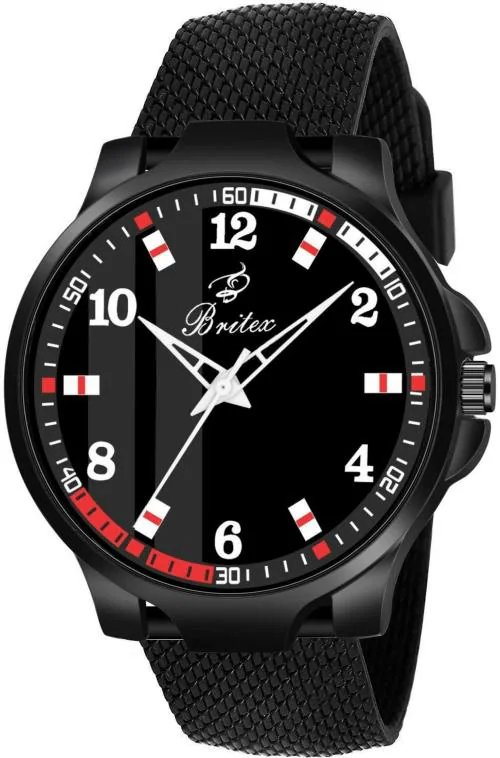 Buy BRITEX Analog Black Dial Black Strap Watch For Men (BT7114) Online ...