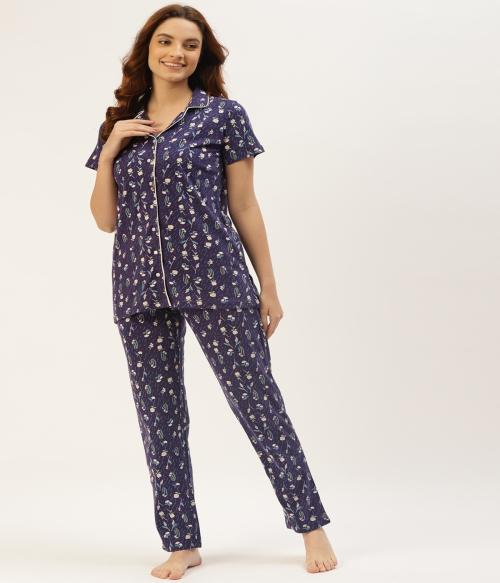 Buy Broowl Womens Front Open Night Suit Set Online at Best Prices in ...