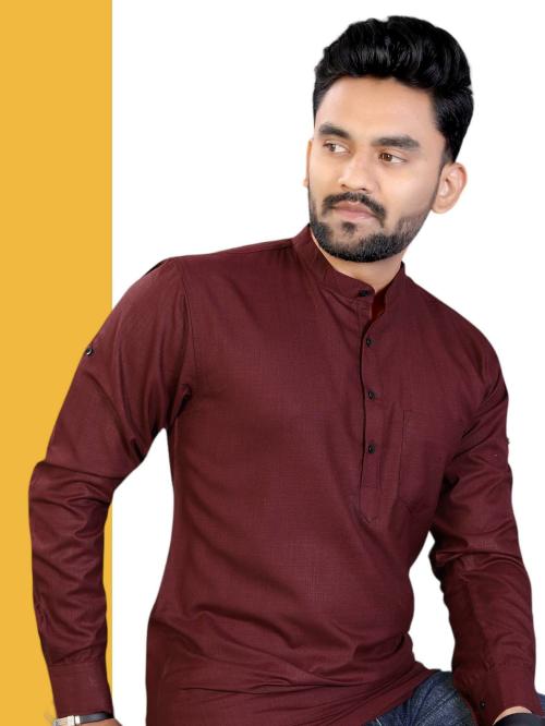 Buy SOPANI Men Solid, Self Design Straight Kurta (Maroon) Online at Best Prices in India - JioMart.