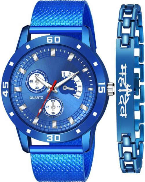 Buy HENCY 534+034 Stylish Blue Dial Analog Watch (Pack of 2) Online at ...