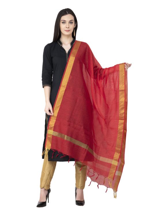 Buy A R Silk Chanderi Crush Crush Design Red Color Dupatta/Chunni ...