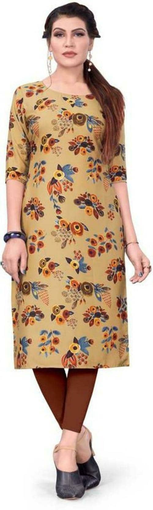 Buy SHREE INFINITY EXPORT Women Multicolor Solid Crepe A-Line Kurta Online at Best Prices in ...