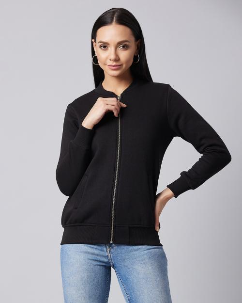 Buy DOLCE CRUDO Women Black Solid Polycotton Single Jacket Online at ...