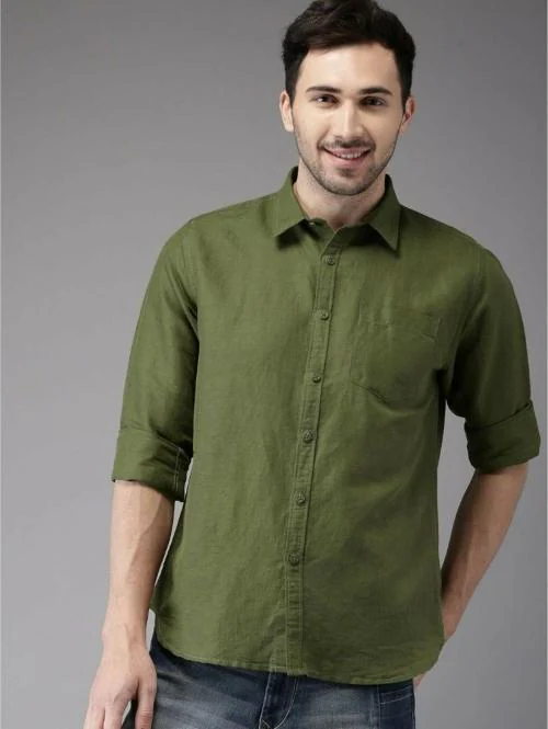 Buy THESMOKE Men Solid Formal Green Shirt (Pack Of 1) Online at Best Prices in India - JioMart.