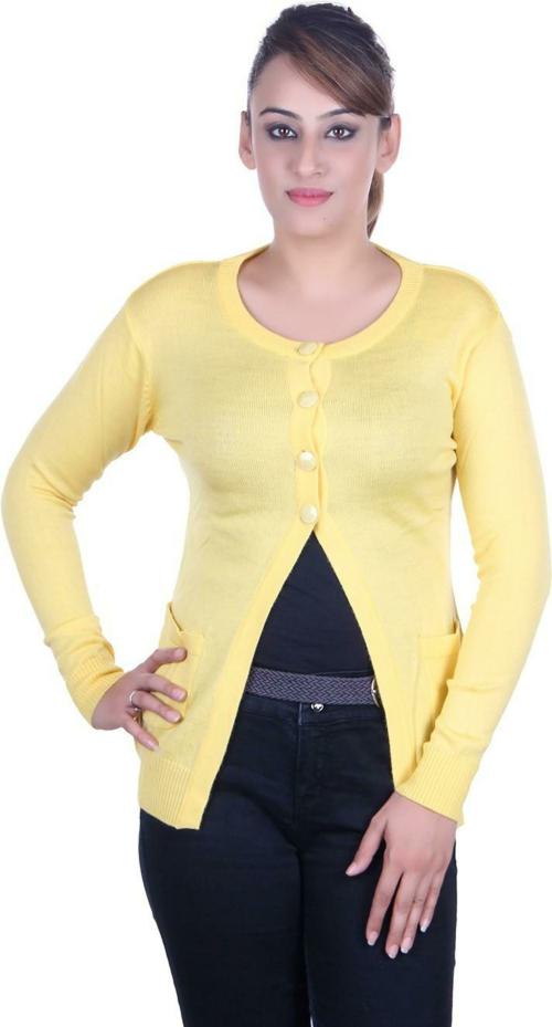 Buy Ogarti Women Yellow Solid Acrylic Blend Single Shrug Online at Best ...