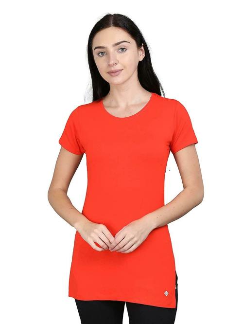 Buy Alphabet Women Grenadine Red Solid Viscose T-Shirts, M Online at ...
