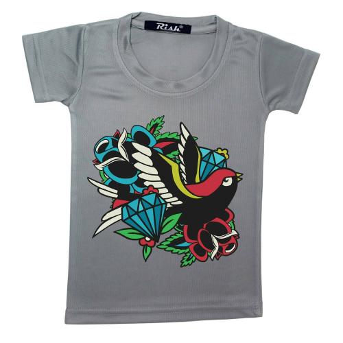 Buy Rish Boys And Girls Grey Printed Polyester Half Sleeves T-Shirts ...