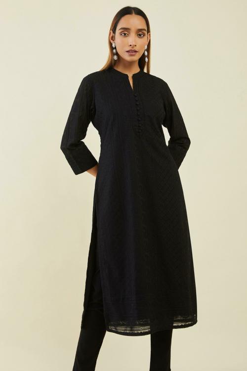 Buy SOCH Women Black Embroidered Single Kurta (S) Online at Best Prices ...