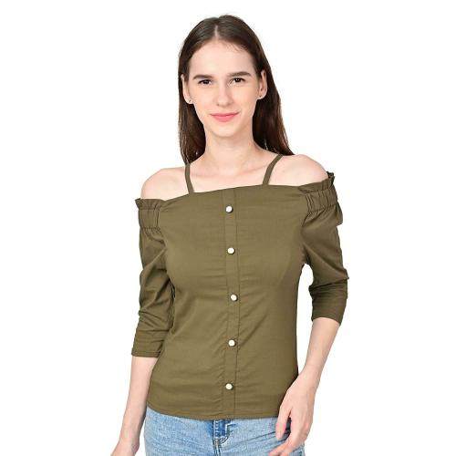 Buy JS Clothing Women Green Cotton Solid Top (S) Online at Best Prices ...