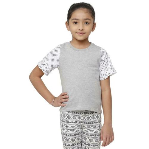Buy De Moza Girls Grey and White Solid Cotton Top - 2 to 3 Years Online ...