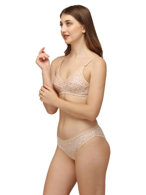 Buy Nisixdec Women's Cotton Light Padded Non Wired Seamless Bra and Panty Set Lingerie { 1 set ...