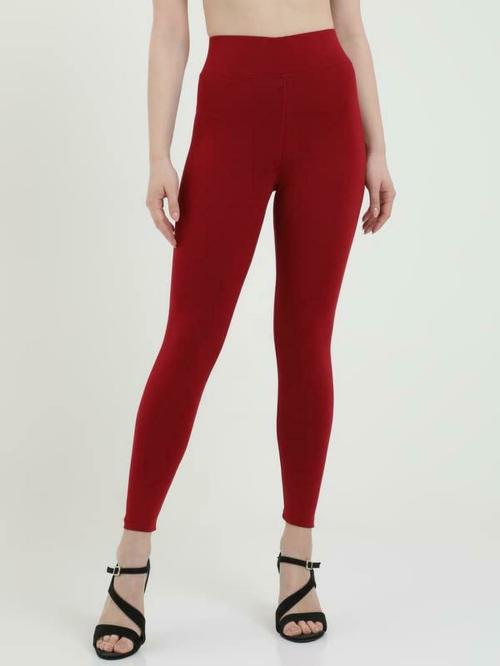 Belore Slims Women Maroon Cotton Spandex Ankle Length Tummy Compression ...