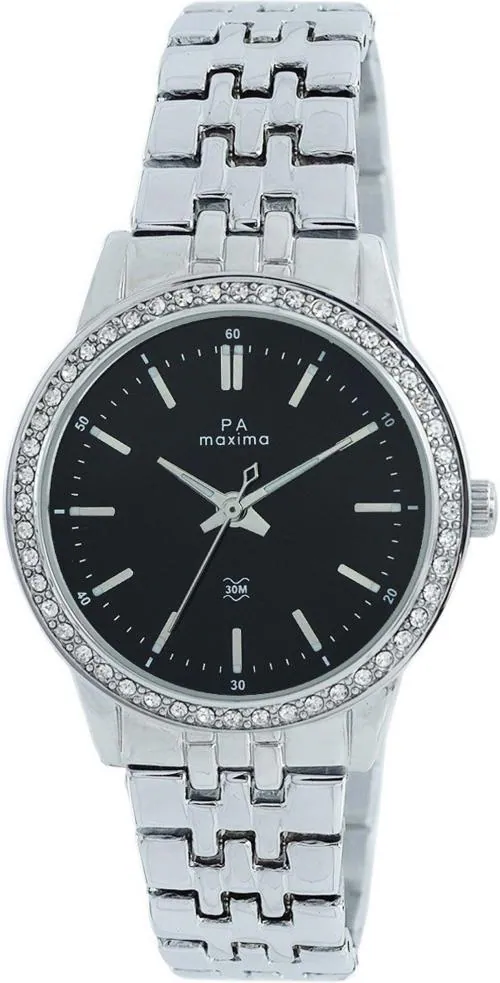 Buy Maxima Analog Black Dial Silver Strap Watch For Women (52463BALI ...