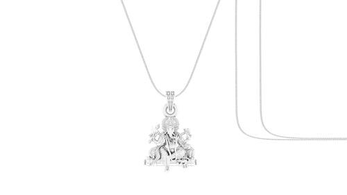 Buy Akshat Sapphire Pure Silver God Ganesha Pendant With Chain Suitable ...