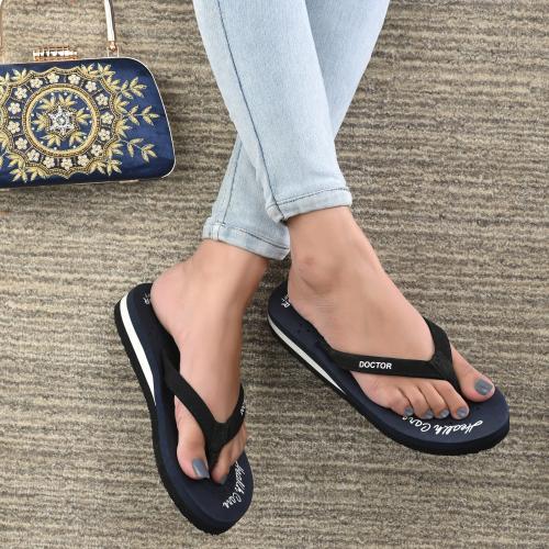 Buy Footup Doctor Ortho Navy Slippers for Women (Pack of 1) Online at ...