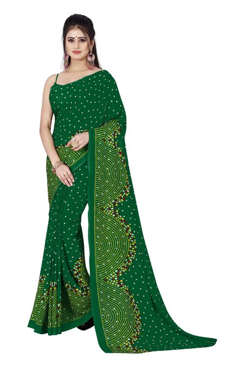 Buy Anand Women Green Self Design Single Saree Without Blouse Piece ...