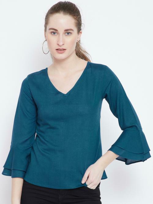 Buy The Dry State Women Solid Blue Coloured Top Online at Best Prices ...