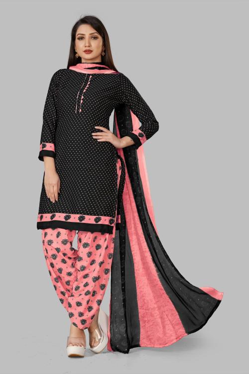 Buy GEE NEXT CREATION BELIEVING IN NEXT Women Black Polka Crepe Single Unstitched Dress Material ...