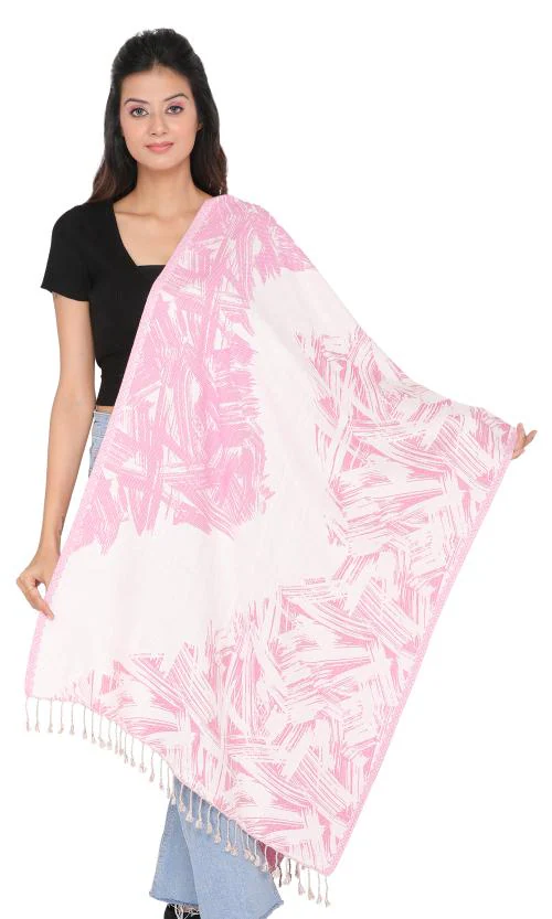 KTI Women's Rayon Embroidered Winter Stole (Pink white) - JioMart