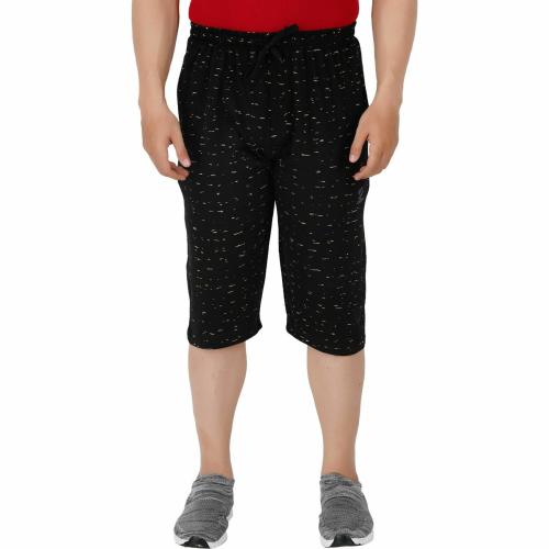 Buy Guide Men Black Printed Pure Cotton Three Fourths Shorts (S) Online ...