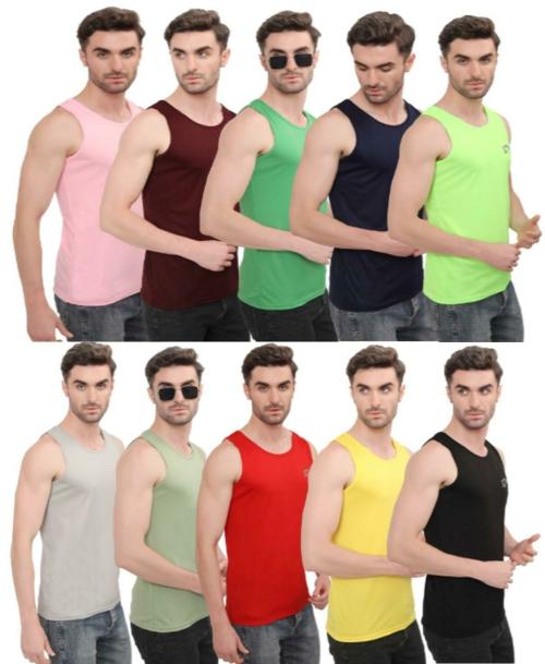 Buy CLOTHINK HUB Multicolour Solid Poly Blend Standard Length Vest ...