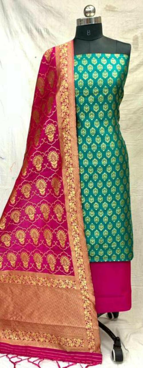 Buy MAGICTHREADS Unstitched Brocade Salwar Suit Material Embellished ...