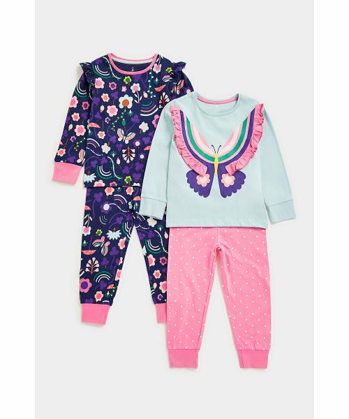 Buy Mothercare Girls Full Sleeves Pyjama Set Butterfly Design-Pack of 2 ...