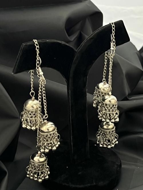 Buy HOMEIZ JEWELS Beautiful Handmade Oxidised Chain 3 Jhumka, Jhumki ...
