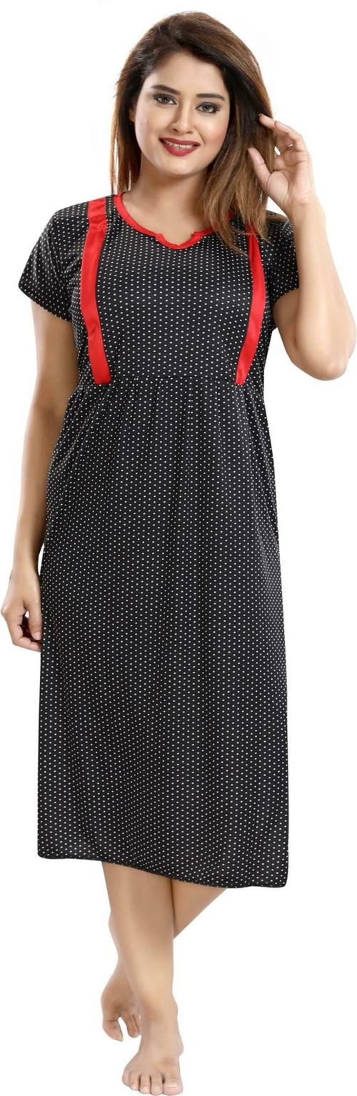 Buy Be You Women Black Printed Satin Maternity/Nursing Nighty Online at ...