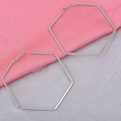 Buy Memoir Silver Plated Hexagon Shape Earring Silver (Women) Online at ...