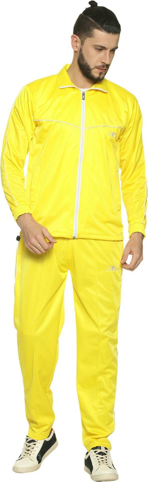 Buy HPS Sports Men Yellow Polyester Solid Tracksuit (L) Online at Best ...