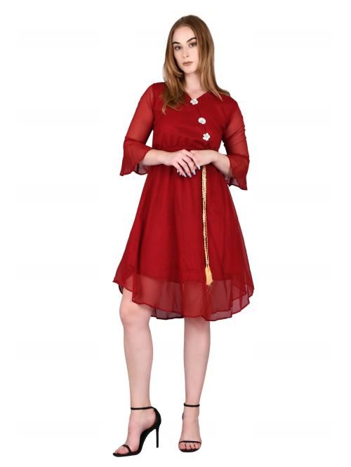 Buy READYME SABSE PAHLE Women Georgette Maxi Dress| Dresses| Women ...