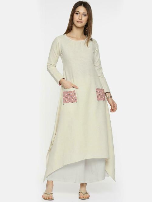 Buy Span Women Self Design Trail Cut Kurta Online at Best Prices in ...