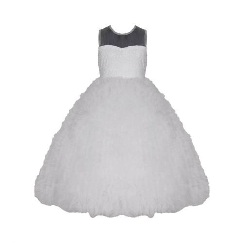 Buy Wish Little Girls White Polyester Plaid Sleeveless Gown - 8 Y ...