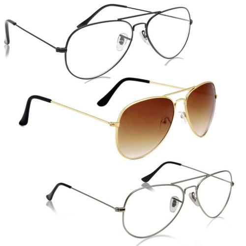 Buy Phenomenal Aviator Unisex Sunglasses (Clear, Brown) (Men & Women ...