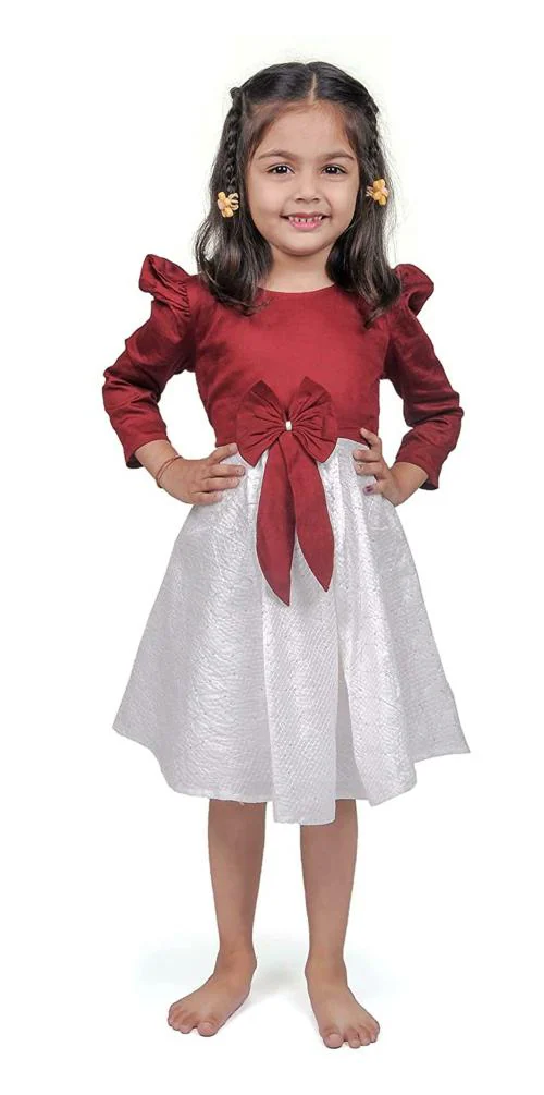 Buy TIOR Girls Maroon Embroidery Dress (1-2 Y) Online at Best Prices in ...