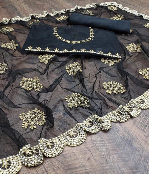 Buy Beautiful Net With Embroidery & Moti Work Saree Online at Best ...