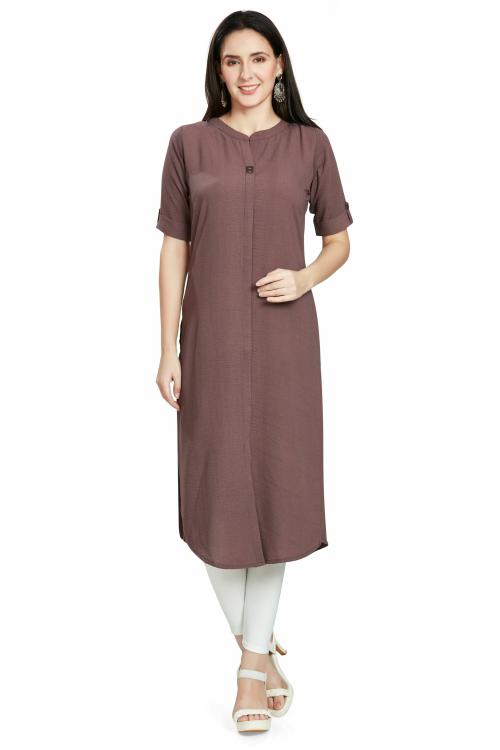 Buy nioni Women Straight Fashionable Round Neck kurta with Folded ...