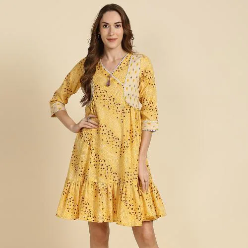 Buy Madhuram Women Short Western Dresses Style with Floral Printed and ...