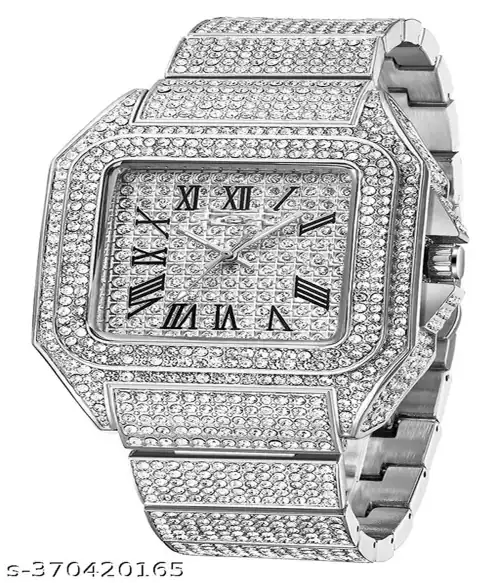Buy FANCY KF Htm Men's Fashion Crystal Luxury Big Face Square Full ...