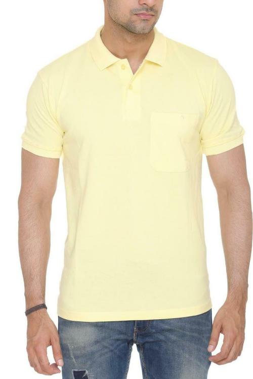 Buy Colors and Blends Men Lemon Solid Standard Length Polos Online at ...