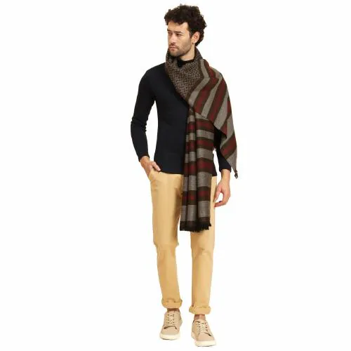Buy CROSHIA Men's Woolen Stole with Geometrical Design (Brown) Online ...