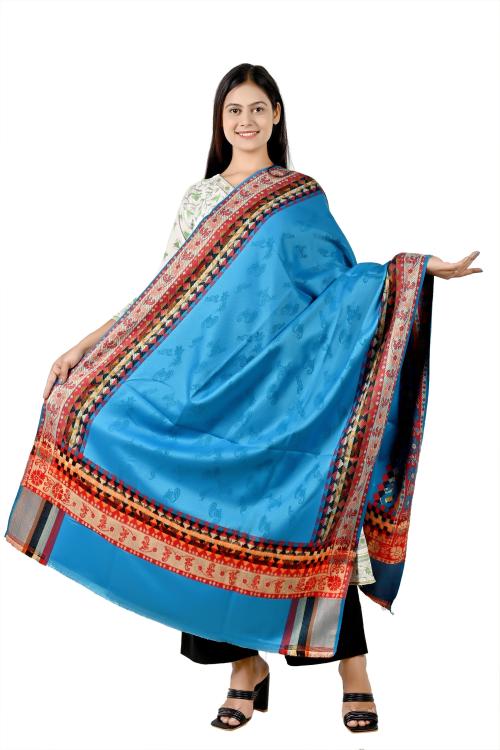 Buy FusFus Women Blue Paisley Wool Shawl - Free Size Online at Best ...