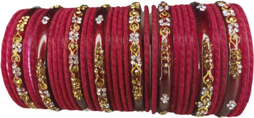 Buy Arus Maroon Glass Beads, Pearl Bangle Set For Women, Girls, Pack Of ...