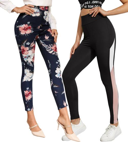 Buy Alisba Women Multicolor Striped Lycra Blend Pack Of 2 Jegging (Xxl ...