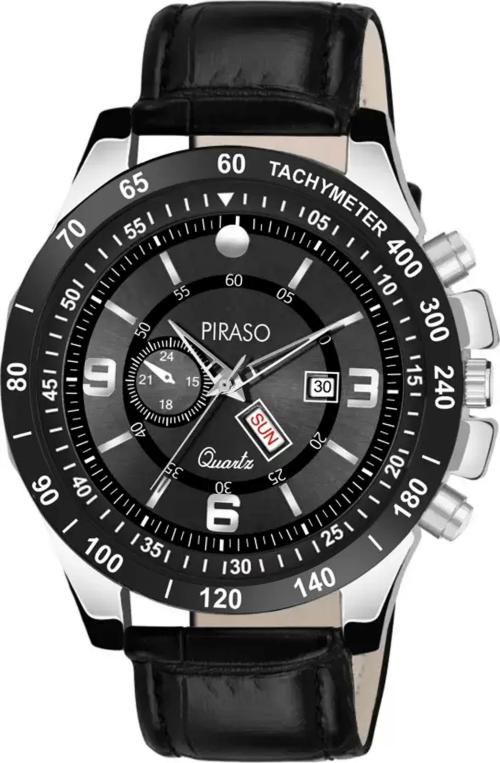 Buy Piraso New Look Black Dial &Black Strap Day &Date Working Display ...