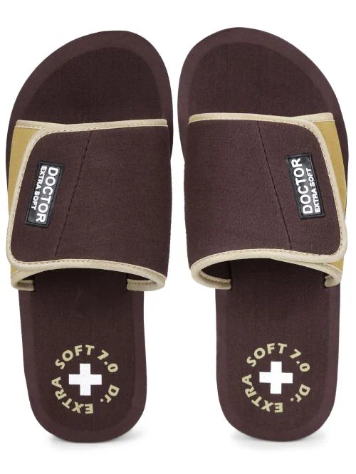 Buy DOCTOR EXTRA SOFT Brown House Normal Slides for Men's Ortho Care ...